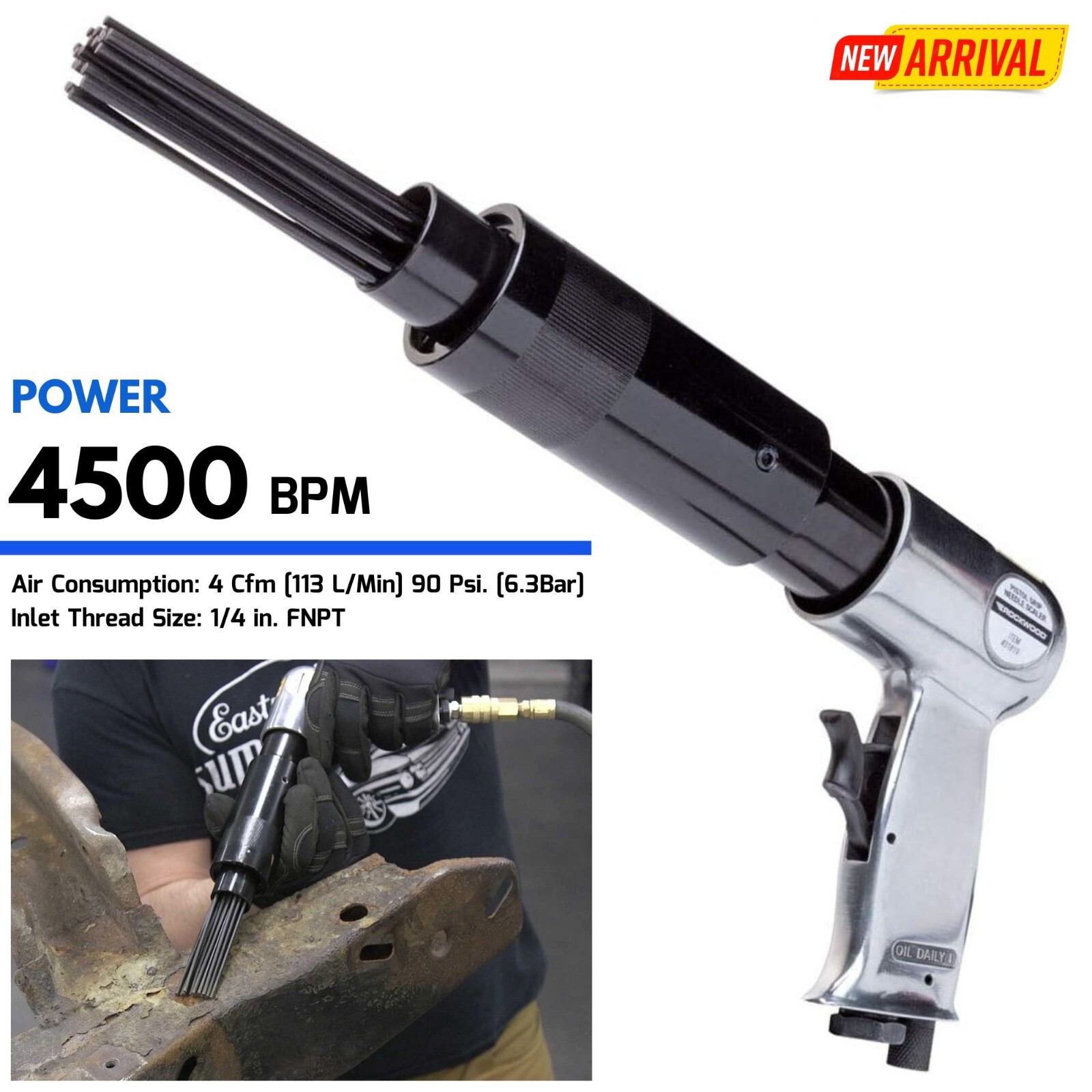 Compact Pistol Grip Air Needle Scaler for Removal Paint Rust Weld Slag ...