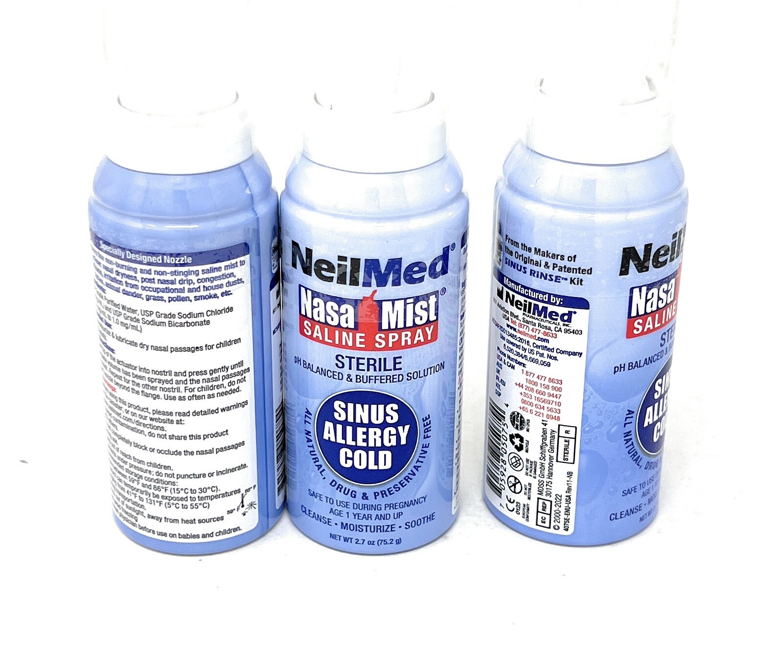3 OF PACK NEILMED NASAMIST SALINE SPRAY ALLERGY & SINUS BOTTLE NASA ...
