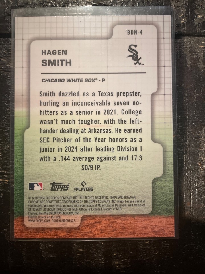 2024 Bowman Draft Chrome Draft Night BDN-4 Hagen Smith, Chicago White ...