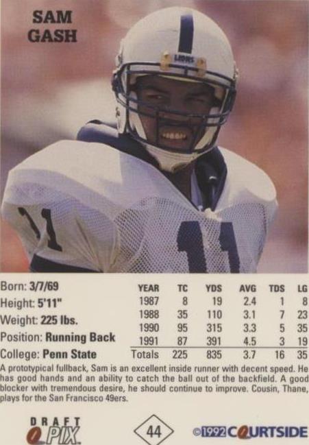 1992 Courtside Draft Pix Sam Gash #44 for sale | eBay