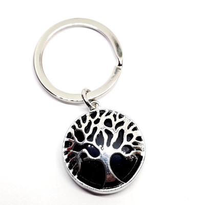 Tree of Life Obsidian Keyring Sacred Tree Chakra Silver Plated Keyring ...