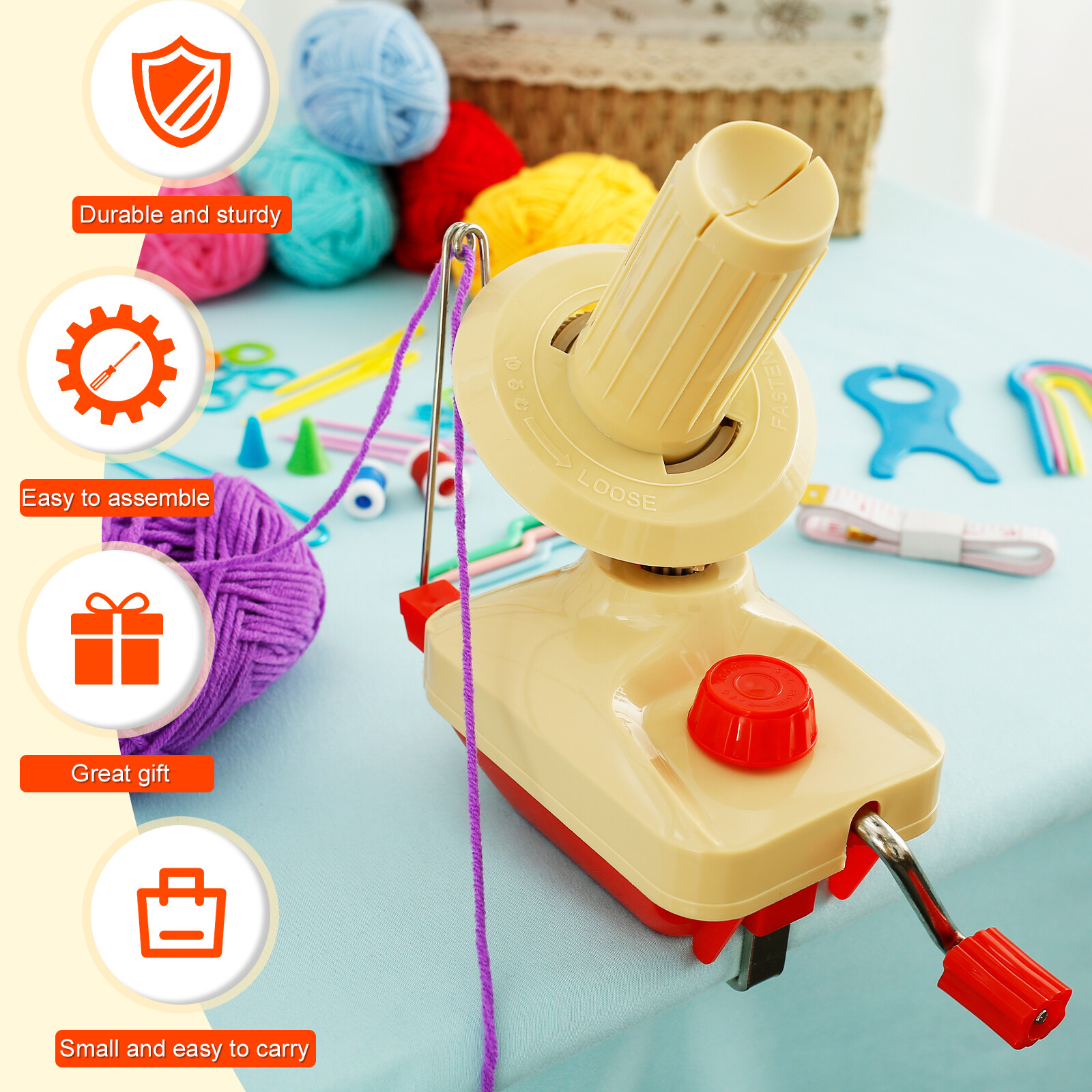 58Pcs Yarn Ball Winder Set Hand Operated Low Noise Wool Winder Portable ...