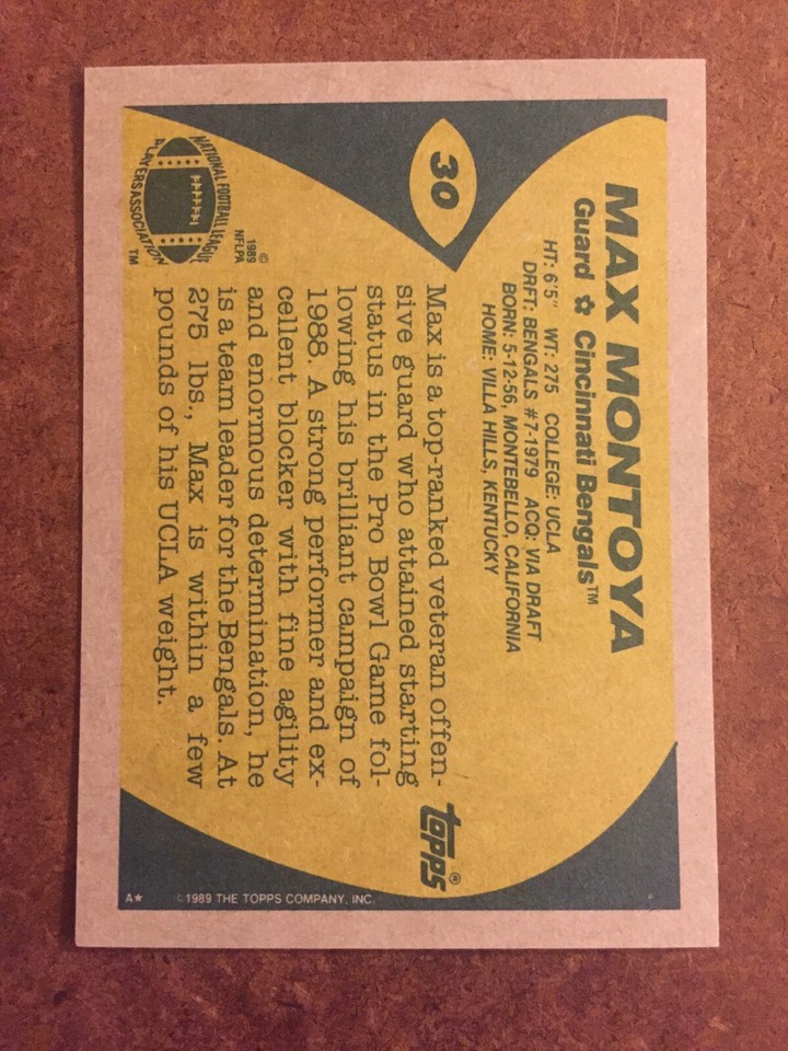 Max Montoya 30 Topps 1989 NFL Football Trading Card | eBay