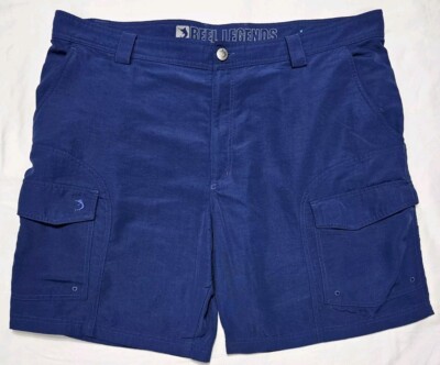Reel Legends Shorts Mens 44 Blue Cargo Nylon Lightweight Fishing Casual ...