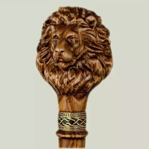 Carved Lion Cane - Fancy Knob Men's Canes Solid Teak Wooden Walking ...