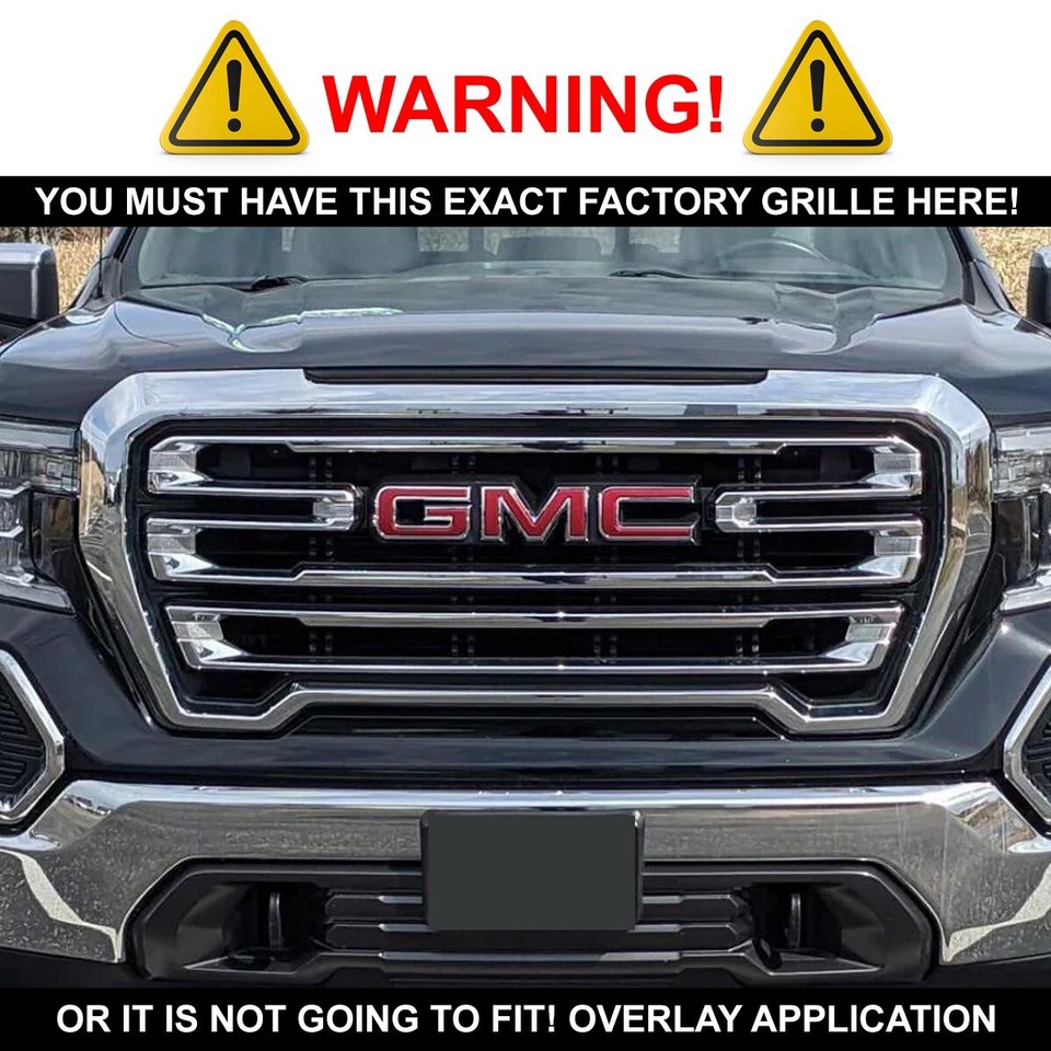 2019-2022 GMC Sierra 1500 SLT AT4 Chrome Grille Grill Mesh Overlay 2PC ...