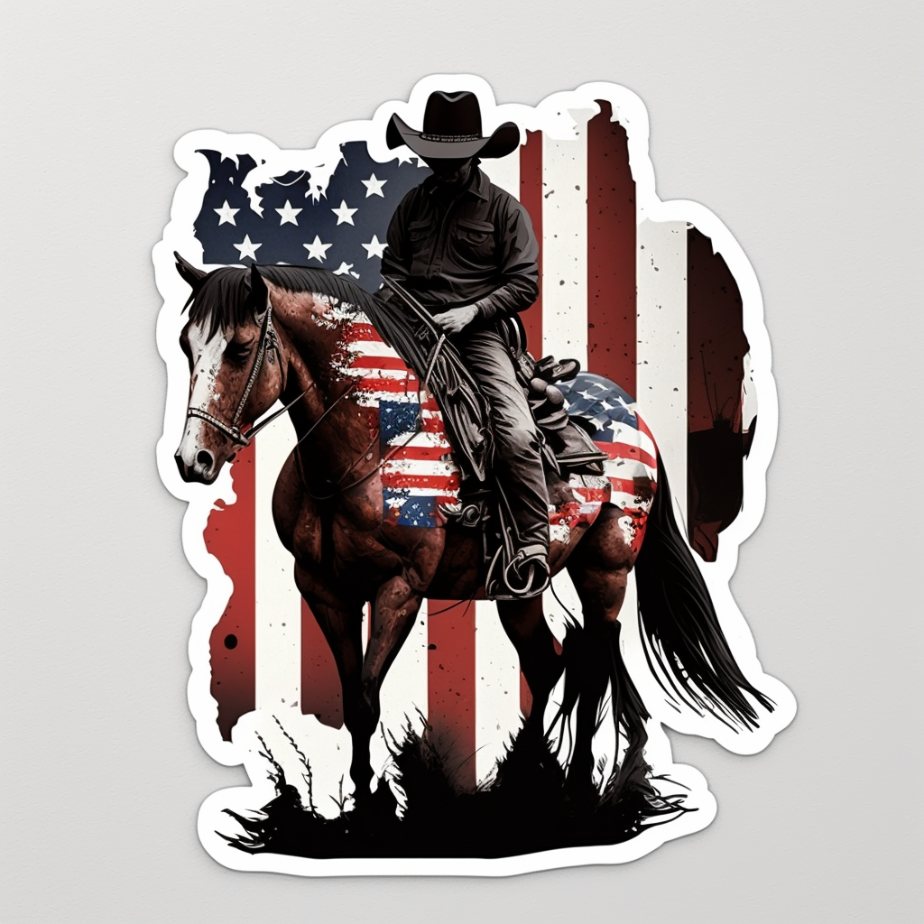 Cowboy American Flag Horse Sticker Truck, Car, Window, Wall Vinyl Decal ...