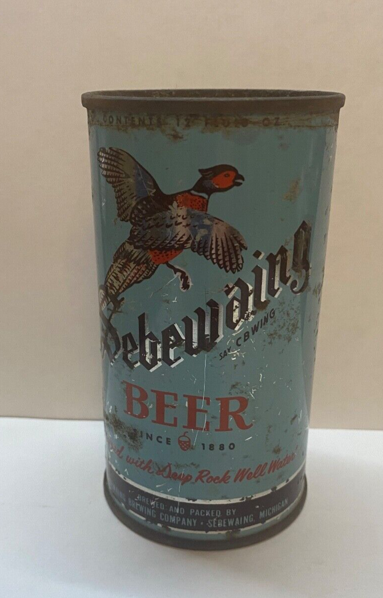 Sebewaing Brewing Co Blue Flat Top Steel Beer Can w/Pheasant~BW389 | eBay