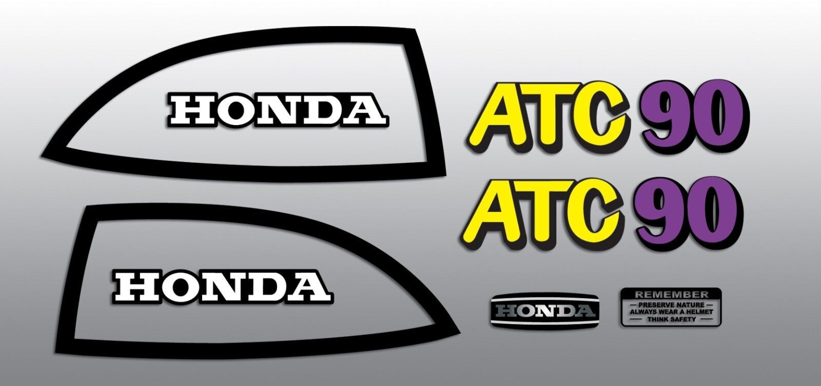 HONDA 1972-1973 ATC 90 K1 DECAL GRAPHIC KIT purple "90"s portion - see ...