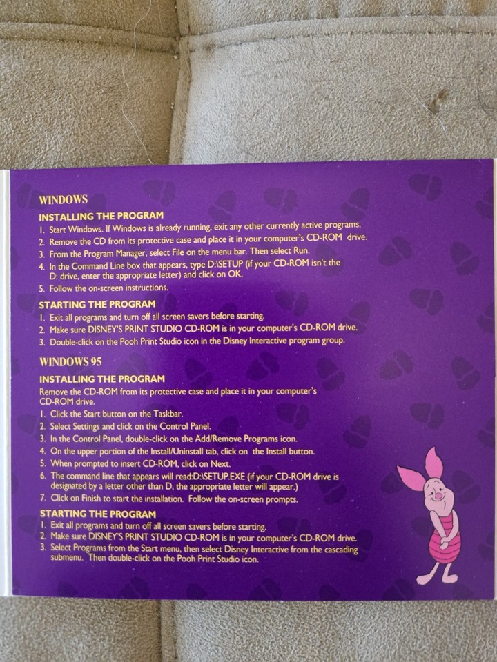 Vintage Disney’s Print Studio Winnie the Pooh CD-ROM Windows 95 ...