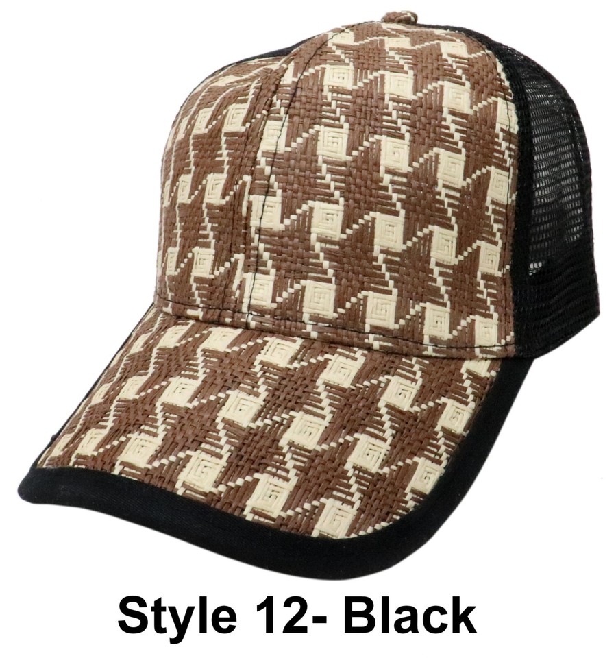 Men Women New Wicker Straw Woven Baseball Cap Curved Visor Summer Hat ...