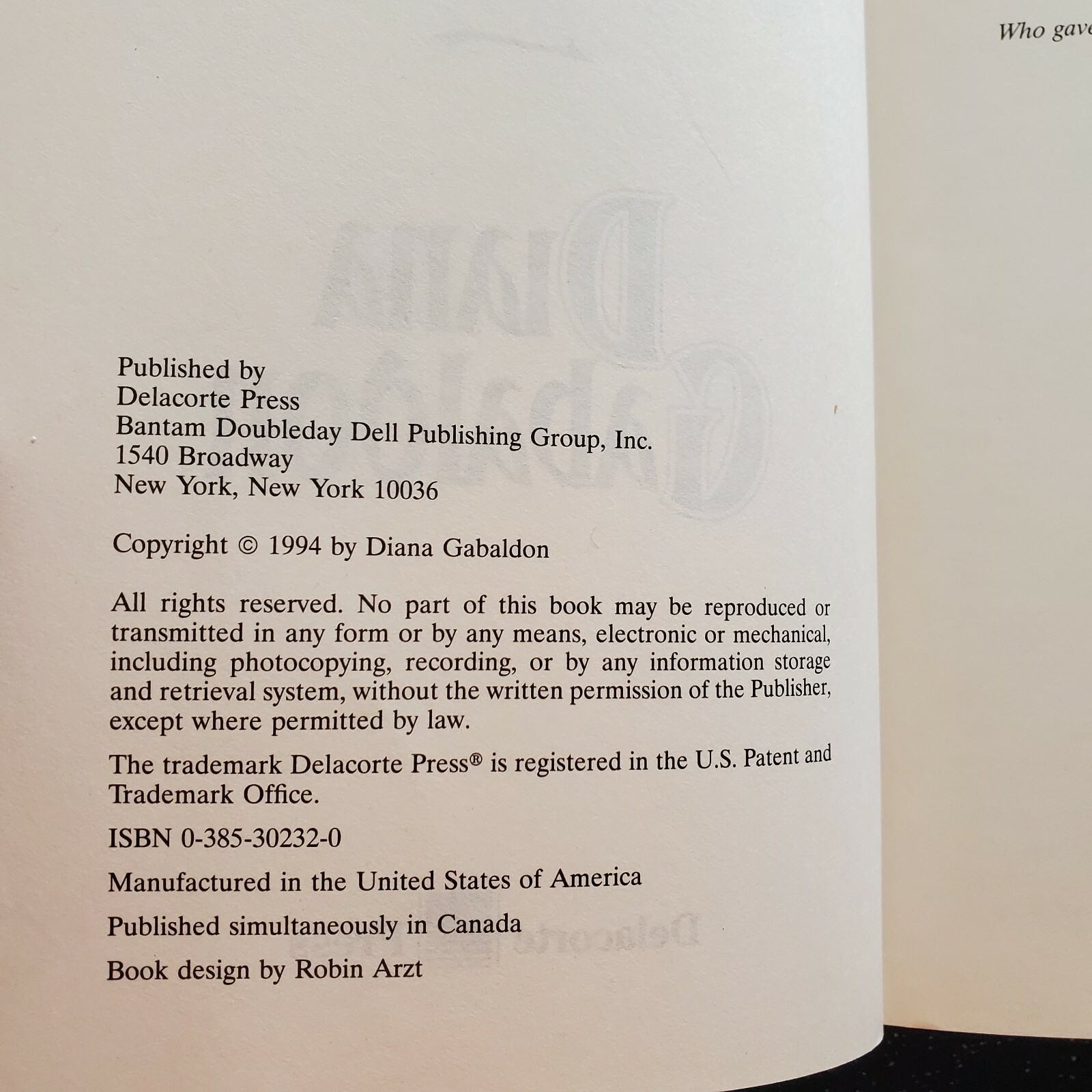 Voyager by Diana Gabaldon Outlander Series First 1st Edition Good ...