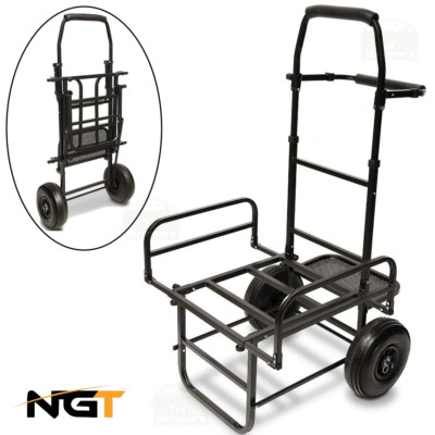 New NGT Dynamic Folding Compact Carp Coarse Fishing Trolley Barrow Twin ...