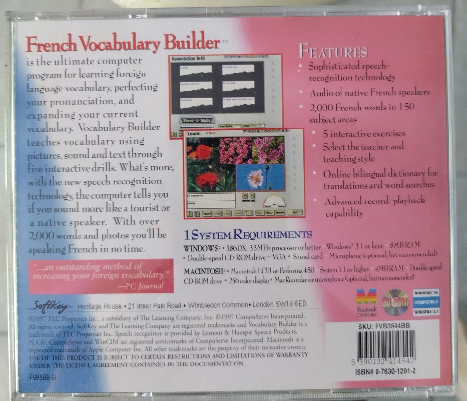 Beginner Intermediate French Vocabulary Builder For Windows & Mac CD Rom | eBay