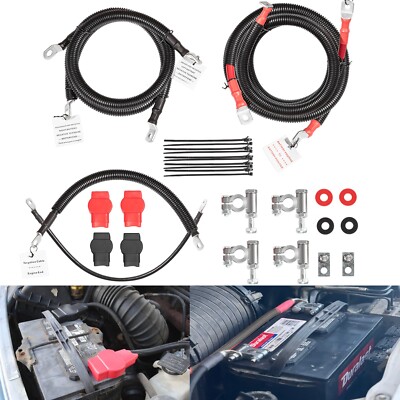 For Ford 6.0L Powerstroke Battery Cables Kit 03-07 Superduty F250/F350 ...
