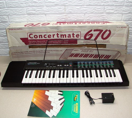 REALISTIC CONCERTMATE 670 ELECTRONIC KEYBOARD with ADAPTER / BOX ...