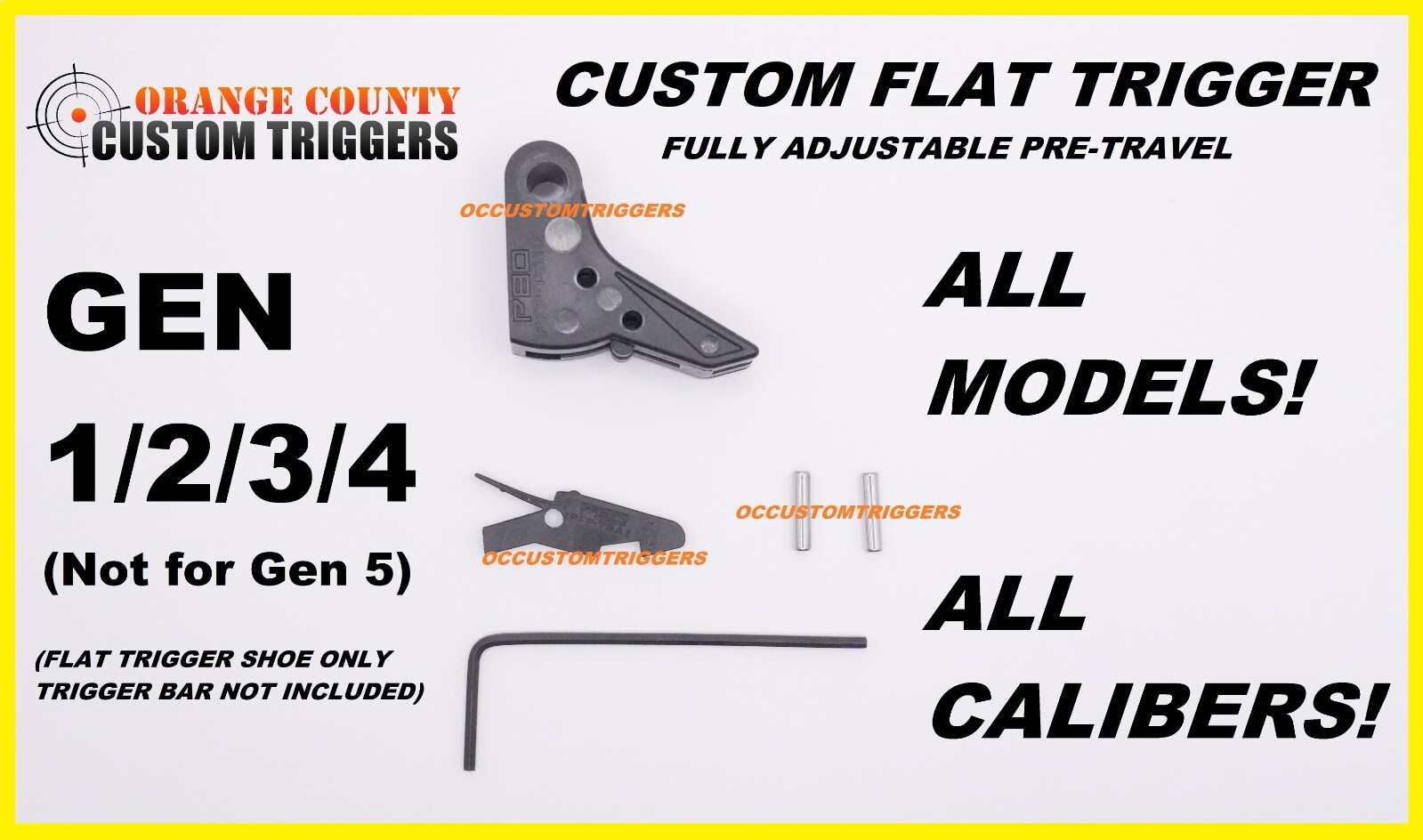 CUSTOM FLAT TRIGGER SHOE FOR GLOCK (FULLY ADJUSTABLE PRE-TRAVEL) GEN 1 ...