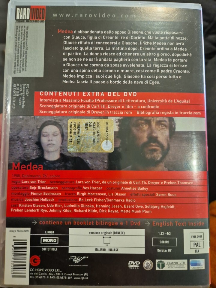 MEDEA DVD LARS VON TRIER DANISH 1988 FILM KIRSTEN OLESEN & UDO KIER ...