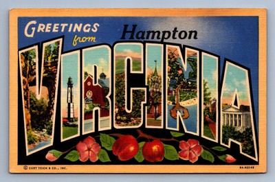 Postcard Vtg Large Letter Hampton Virginia Greetings | eBay