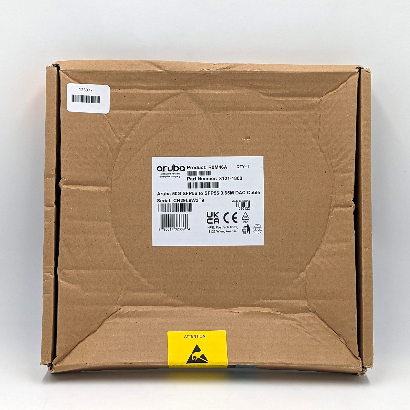 HPE Aruba R0M46A 50g Sfp56 to 0.65m Direct Attach Copper Cable Network ...