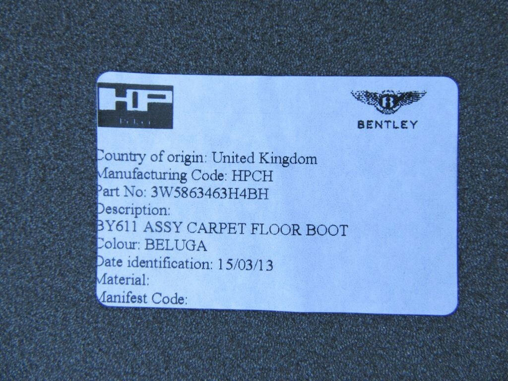 Bentley Continental Flying Spur trunk boot floor mat carpet rug #8565 ...