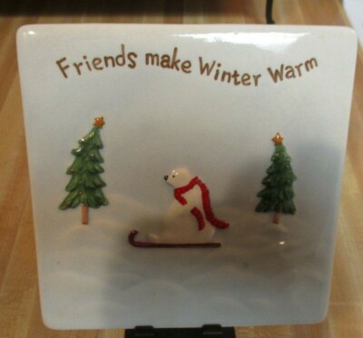RUSS Christmas Trivet Snowman Sled Holiday Decor 6” Friends Make Winter ...