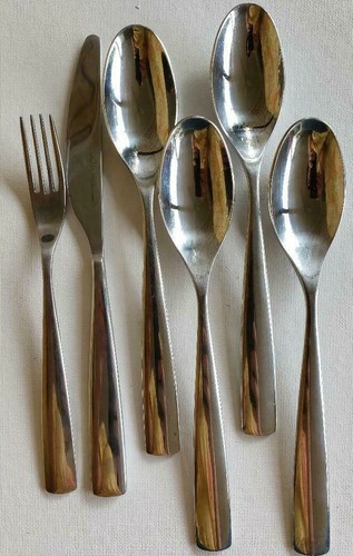 Studio William 6 Pc Soup Spoons, Knife & Salad Fork Stainless Lot ...