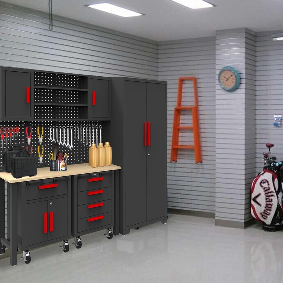Torin Garage Storage Cabinets System, 6-Pcs Workshop Cabinet Set in ...