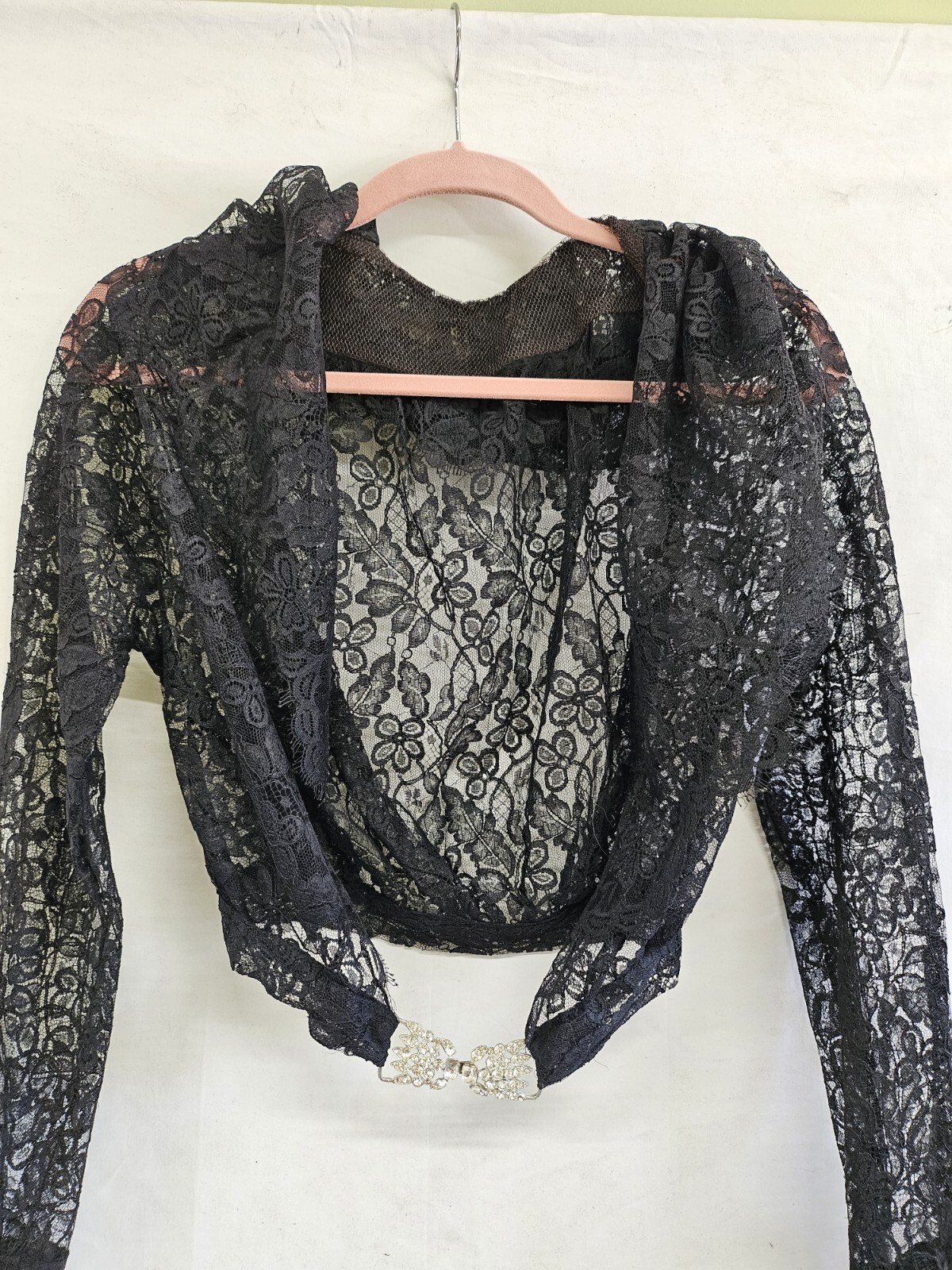 Black Lace Evening Cover Jacket Shawl Wrap Cape Small - Gem