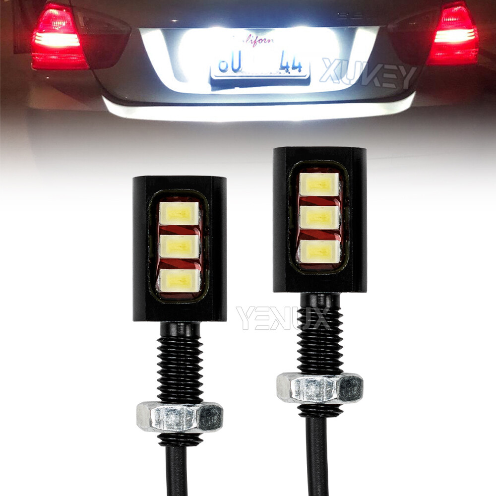 Pair Universal LED Number Plate Tail Tidy Lights Car Motorcycle Bolt ...