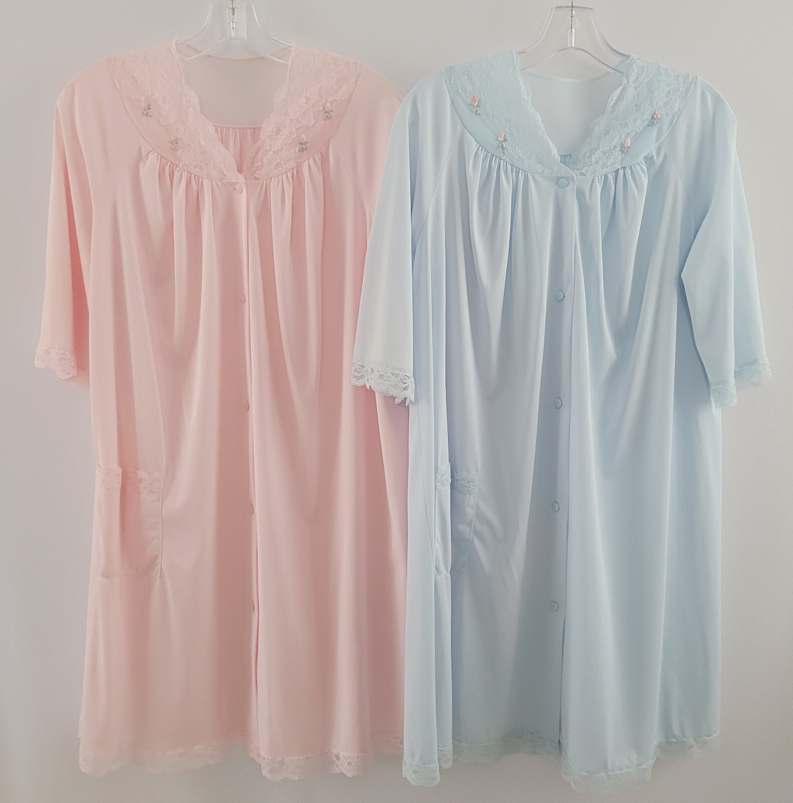 Shadowline Nylon Robes Mid-Length Pink & Blue 2 Pc Lot S - Excellent | eBay
