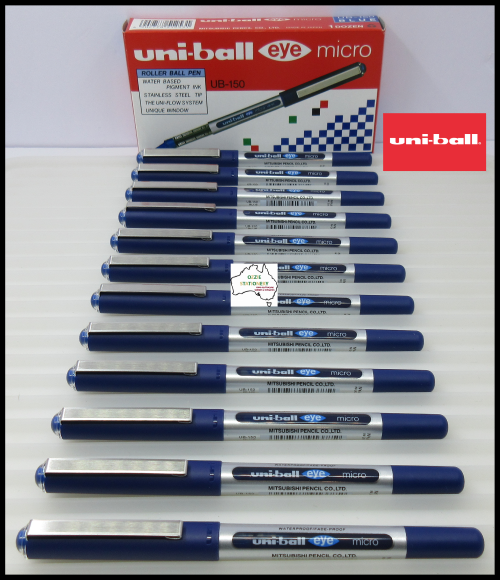 12 BLACK 12 RED 12 BLUE Uni-ball UB150 Eye Pigment Roller Ball Pen 0 ...