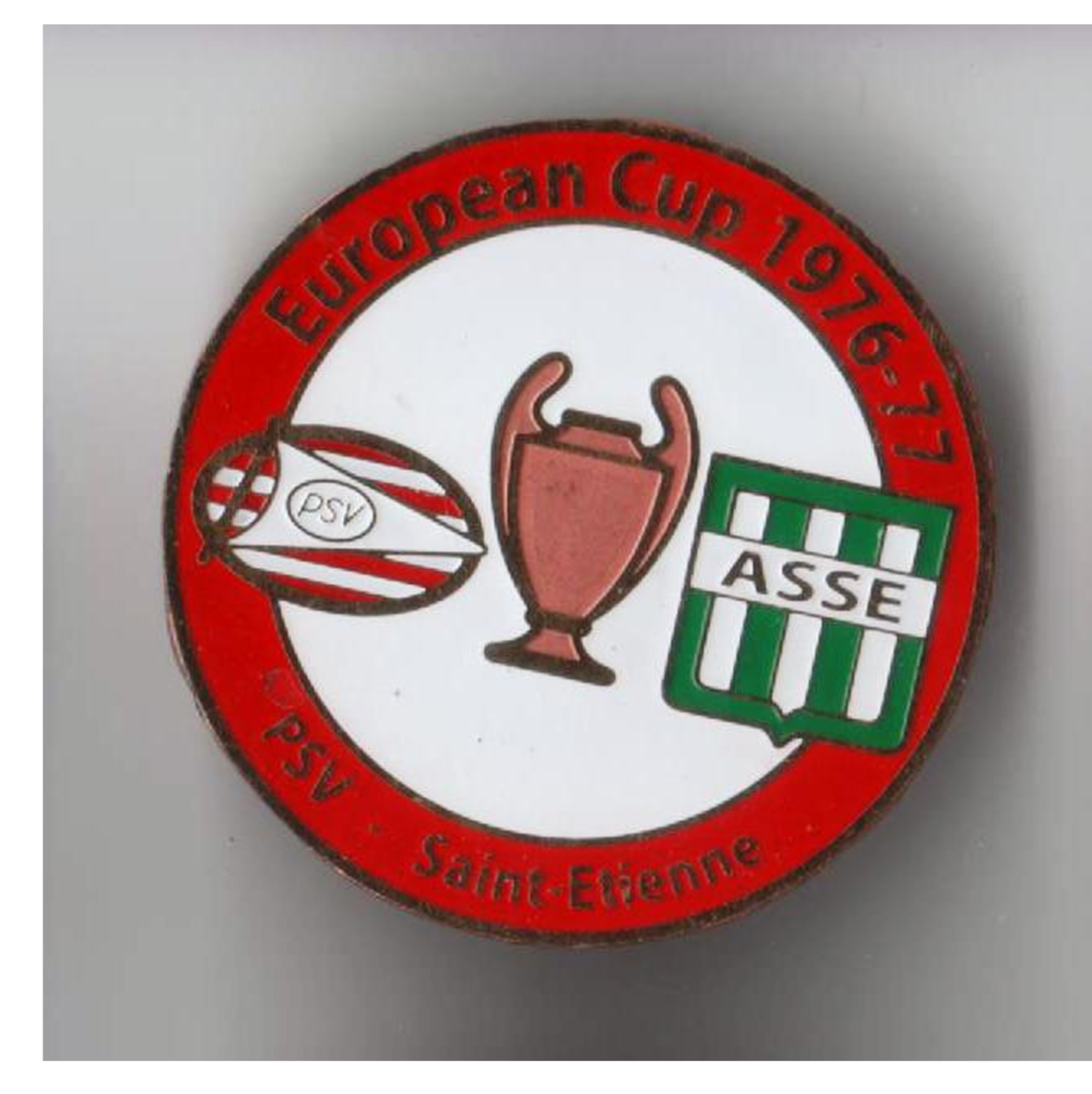 football soccer pin badge ASSE Saint-Etienne - PSV Netherlands 1976 ...