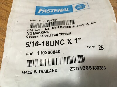 (25) 5/16"-18 x 1" ASTM F879 Hex Drive 18-8 Stainless Steel Button ...