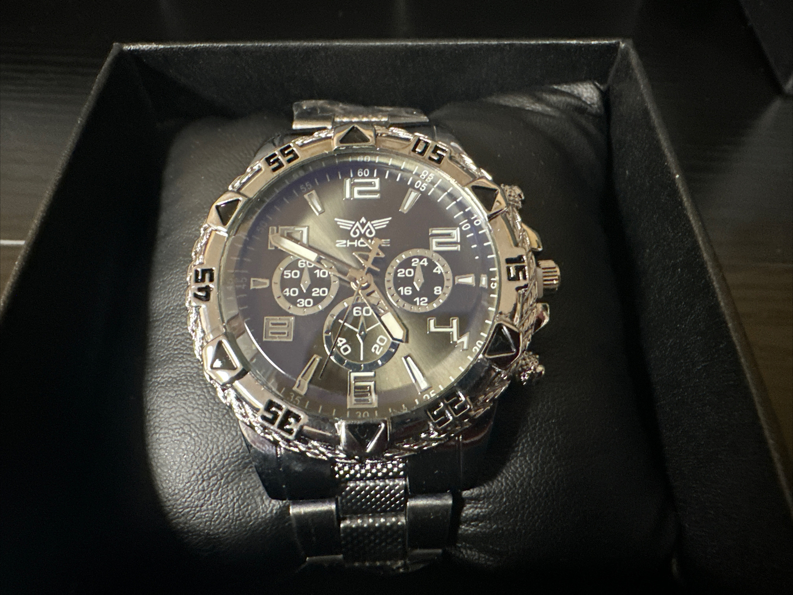 Men’s Business Fashion Watch With Chunky Bezel Black Quartz.free ...