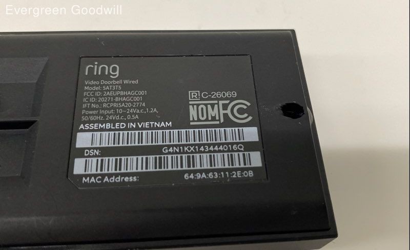 Ring Video Doorbell Cam 5AT3T5 Untested P/R | eBay