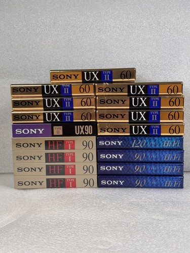 Lot of 17 SONY BLANK CASSETTE TAPES TYPE II High Bias UX HF HiFi 60 90 ...