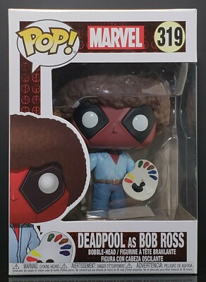 Funko Pop + Protector! Marvel #319 Deadpool as Bob Ross ***Mint*** | eBay
