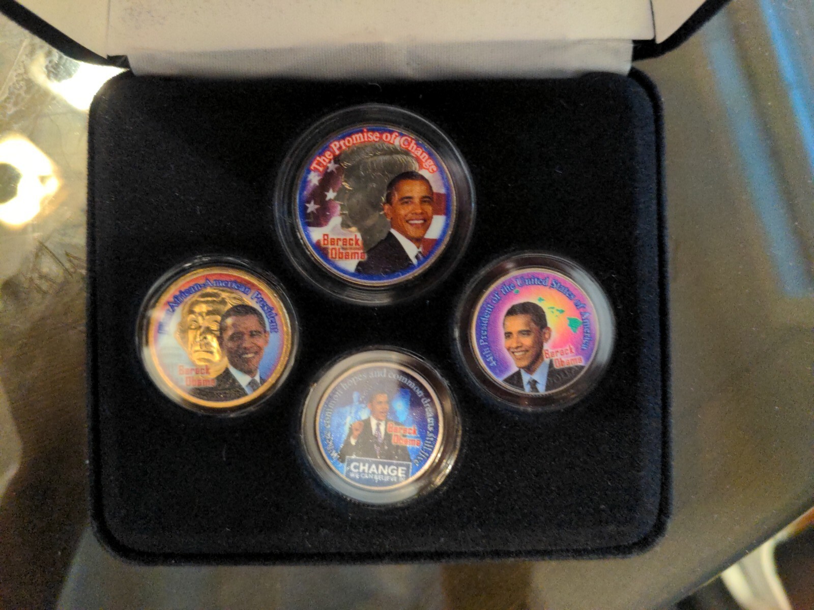Barack Obama Colored 50c & 25c 4 Coin Set with Box | eBay