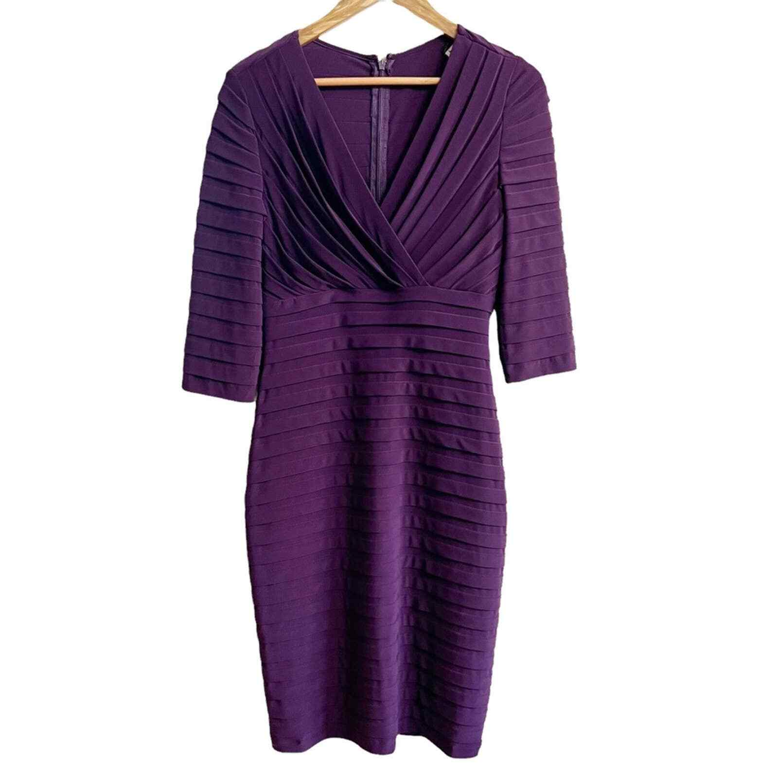 Adrianna Papell Purple Jersey Shutter Dress - Gem