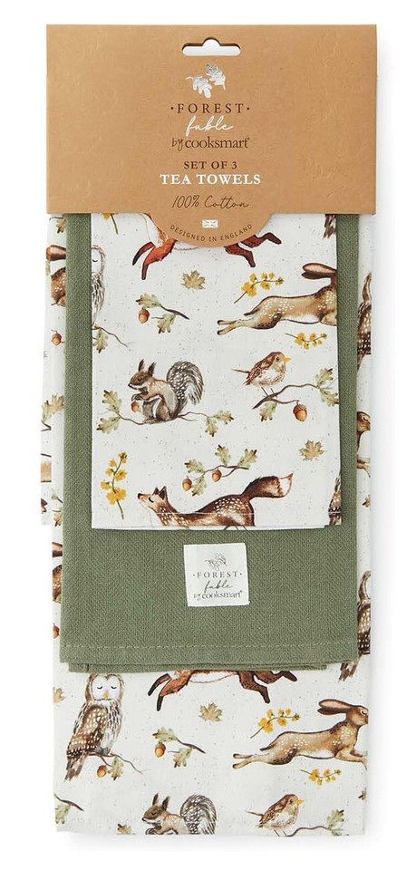 Cooksmart 100% Cotton Tea Towels Set of 3 Decorative Kitchen | eBay UK