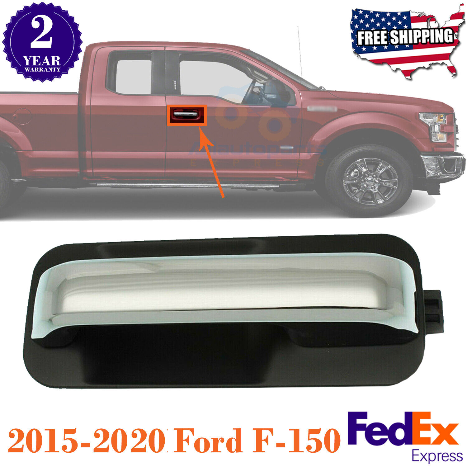 Door Handle Chrome Front Passenger Side Exterior For 2015-2020 Ford F ...