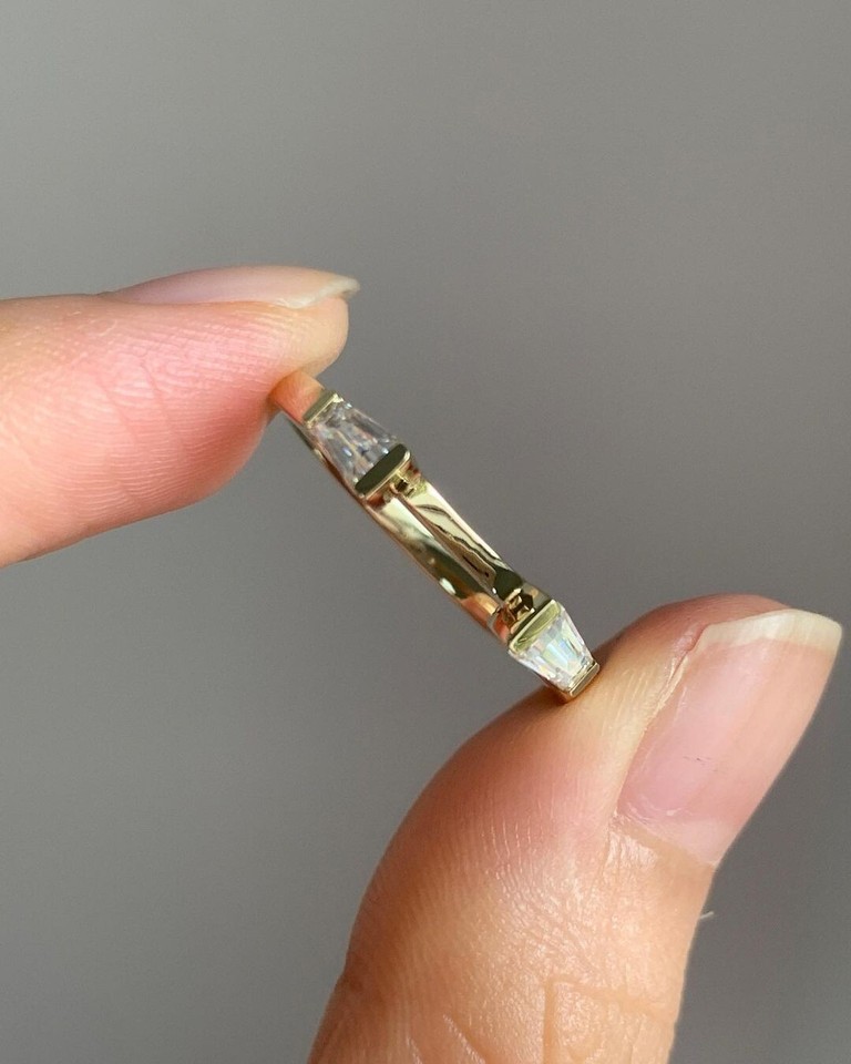 Fancy 0.80CT Trapezoid Cut Cubic Zirconia 925 Sterling Silver Promise ...