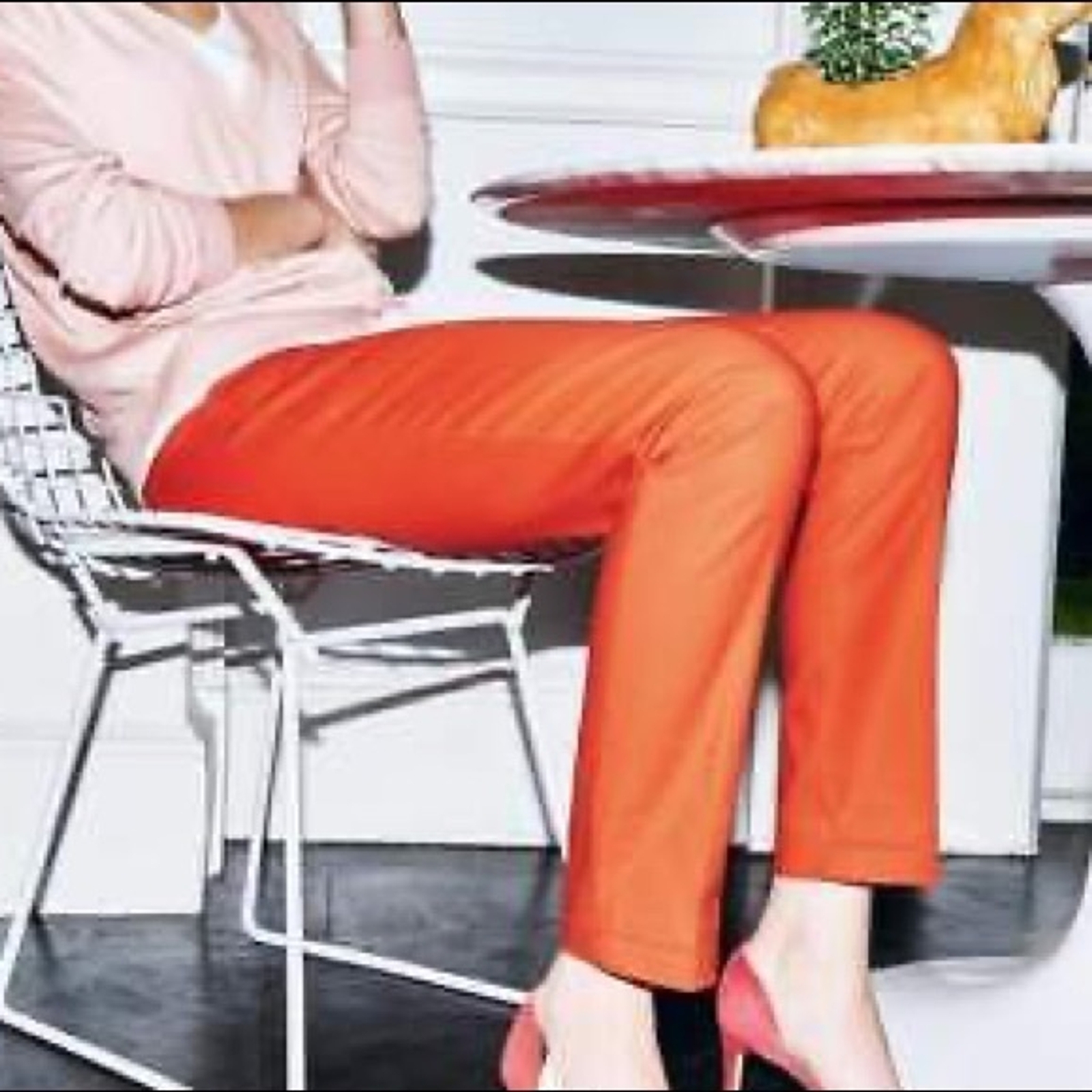 Boden Chelsea Turn Up Trouser Pants Orange Size 2 - Gem
