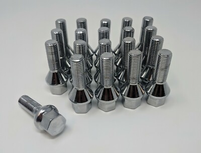 Set of 20 Lug Bolts 14x1.5 Chrome Conical Cone Stud Bolt 22mm 0.87 ...