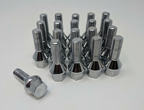 Set of 20 Lug Bolts 14x1.5 Chrome Conical Cone Stud Bolt 22mm 0.87 ...