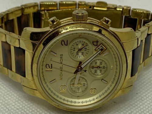 Michael Kors MK5659 Women's Watch Chronograph Gold Tortoise Acetate ...