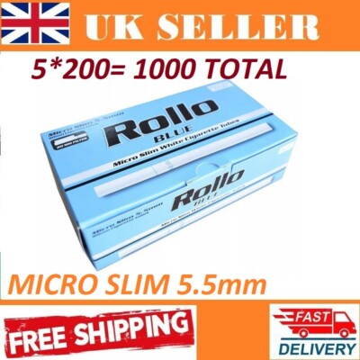 5*200=1000 ROLLO BLUE MICRO SLIM 5.5mm EMPTY CIGARETTE TUBES NEW ...