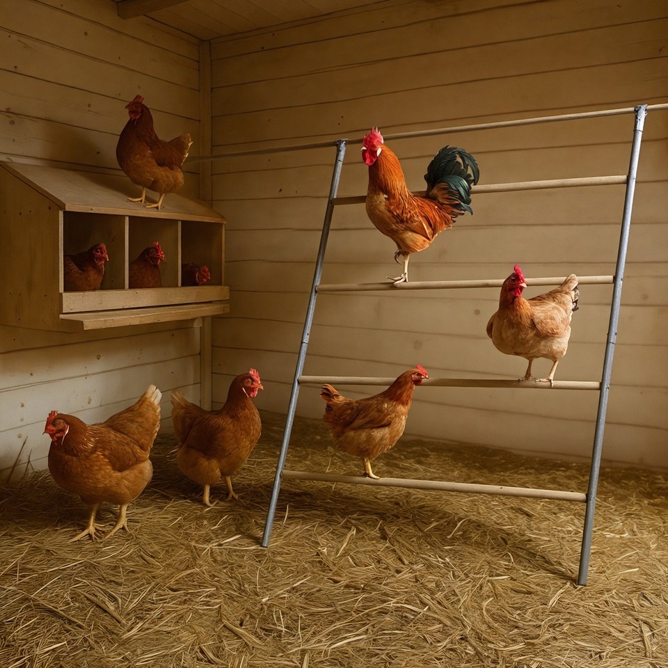Heavy Duty Chicken Roosting Perch w/ Round Rod for Coop Backyard ...