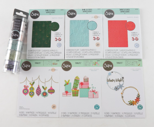 Sizzix Winter Wishes Set of 3 Die Sets, 3D Embossing Folders & Glitter- Lot 3877 | eBay UK